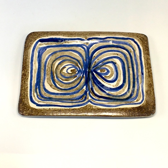 J. Wright | Accents | Vtg Art Pottery Signed J Wright Divided Blue ...